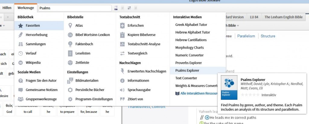 Ausprobiert: Der neue Psalmen-Explorer